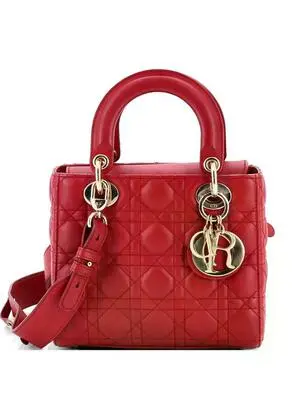 Dior My Abcdior Lady Bag Cannage Quilt Lambskin Crossbody Bag - Red
