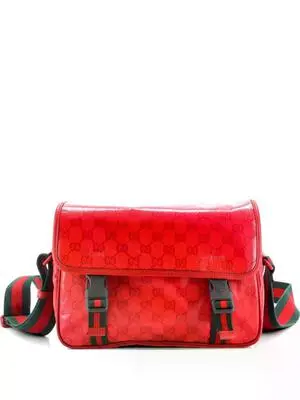 Gucci Web Buckle Messenger Bag Gg Coated Canvas Small Crossbody Bag - Red