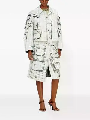DIESEL® Denim Midi Skirt With Peel-off Effect