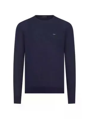 Prada Embroidered Fine-knit Sweater - Blue