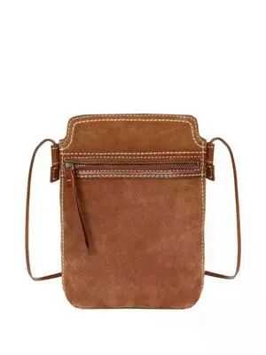 Dries Van Noten Suede Phone Pouch - Brown