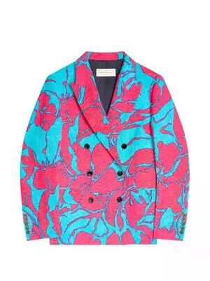 Dries Van Noten Double-breasted Jacquard Blazer - Pink