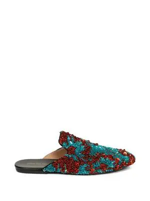Dries Van Noten Sequin-embellished Slippers - Blue