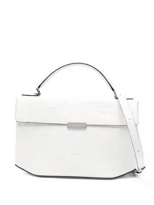 TOTEME Medium Croc-embossed Leather Tote Bag - White
