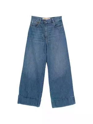 Valentino Garavani Wide Leg Cuffed Jeans