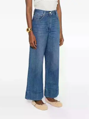Valentino Garavani Wide Leg Cuffed Jeans