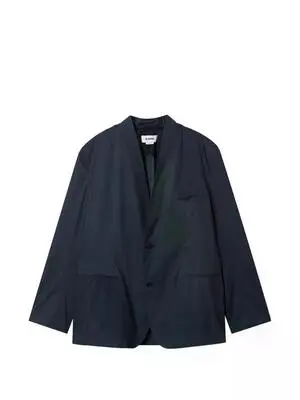 HED MAYNER Button Cotton Lapel-less Blazer - Blue