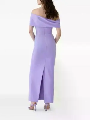 Carolina Herrera Draped Off-shoulder Column Gown - Purple