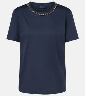 Max Mara Embellished Cotton-blend T-shirt