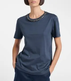 Max Mara Embellished Cotton-blend T-shirt