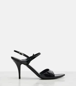 Balenciaga Avenue Bow Patent Leather Sandals - Black