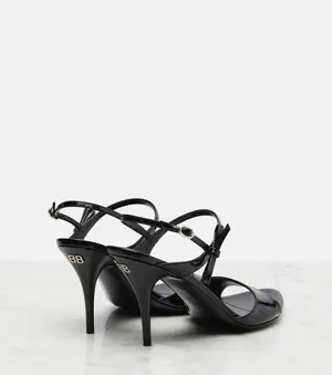 Balenciaga Avenue Bow Patent Leather Sandals - Black