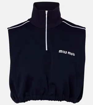 Miu Miu Logo Jersey Crop Top