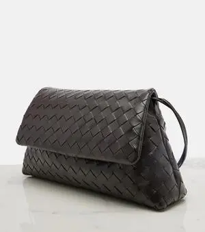 Bottega Veneta Giorno Intrecciato Leather Shoulder Bag - Brown