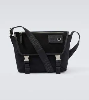 Loewe Medium Canvas And Suede Messenger Bag - Black