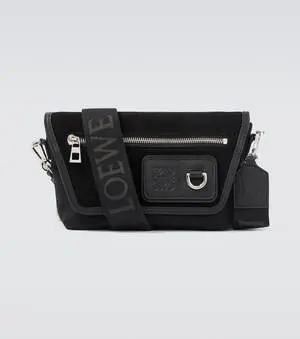 Loewe Canvas And Suede Messenger Bag - Black
