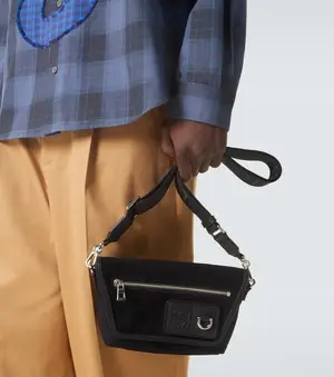 Loewe Canvas And Suede Messenger Bag - Black