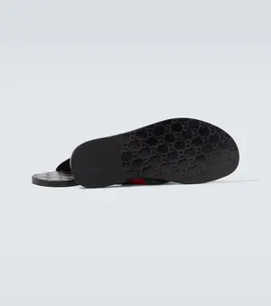 Gucci Riviera Gg Leather Thong Sandals - Black