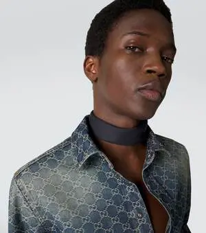 Gucci Web Stripe Cotton And Silk Scarf