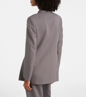 JIL SANDER Double-breasted Wool Gabardine Blazer - Grey