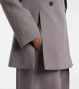 JIL SANDER Double-breasted Wool Gabardine Blazer - Grey