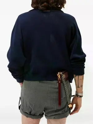 Versace Wool & Leather Patchwork Zip Jacket