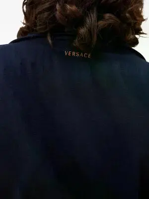 Versace Wool & Leather Patchwork Zip Jacket