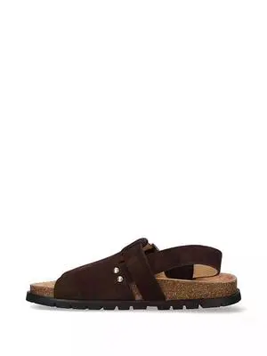 A.p.c. Suede Flat Sandals With Buckle Fastening