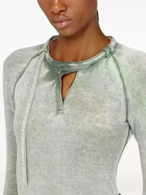 DIESEL® Long Sleeve T-shirt With Zip Neckline And Thumbhole Cuffs