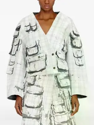 DIESEL® Cropped Jacket With Patch Pockets And Check Print