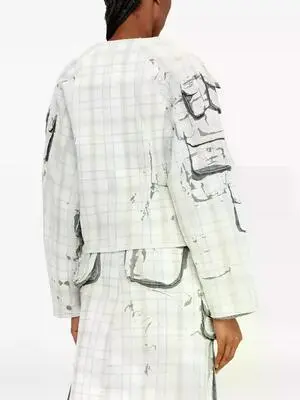 DIESEL® Cropped Jacket With Patch Pockets And Check Print