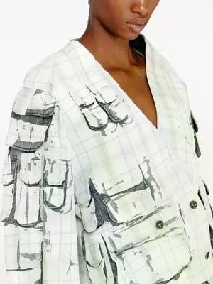 DIESEL® Cropped Jacket With Patch Pockets And Check Print