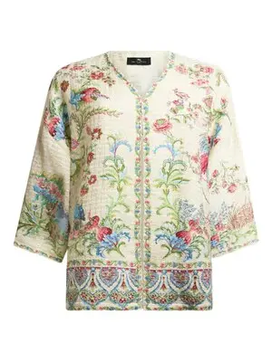 Etro Printed Short Sleeve Blouse - White