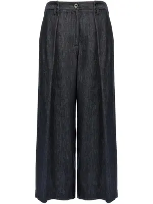 Brunello Cucinelli Crop Wide Leg Pants - Blue