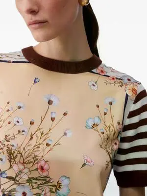 Liu Jo Striped And Floral Print Top