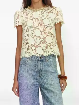 SELF-PORTRAIT Lace Floral-embroidered Top