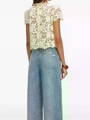 SELF-PORTRAIT Lace Floral-embroidered Top