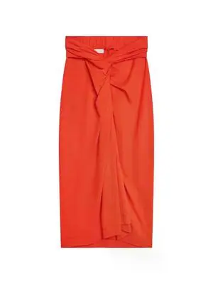 Dries Van Noten Knotted Jersey Midi Skirt
