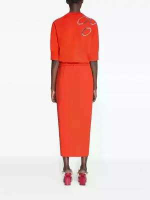 Dries Van Noten Knotted Jersey Midi Skirt