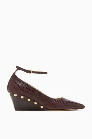 Ulla Johnson Studded Wedge Pump - Mahogany
