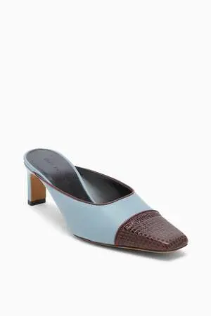 Ulla Johnson Mix Media Mid Heel Mule - Arctic