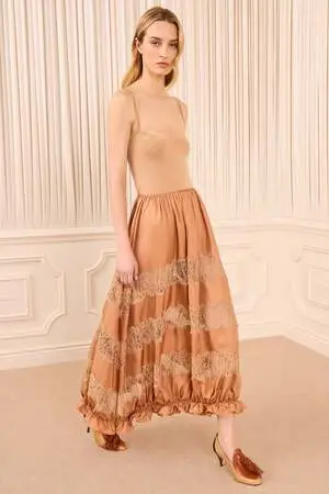 Ulla Johnson Chantal Silk Midi Skirt - Macaroon