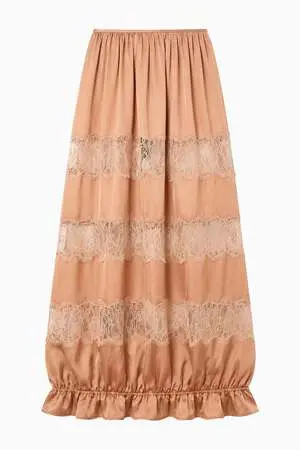 Ulla Johnson Chantal Silk Midi Skirt - Macaroon