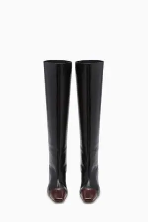 Ulla Johnson Mix Media Mid Heel Boots - Noir