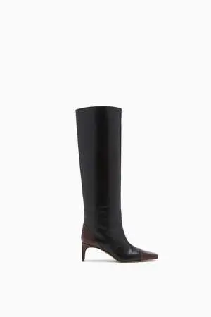 Ulla Johnson Mix Media Mid Heel Boots - Noir