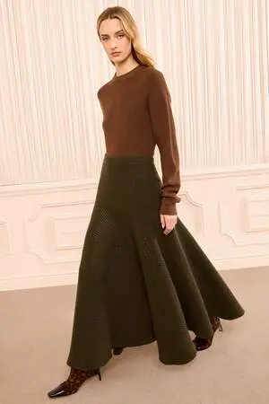 Ulla Johnson Lucia Wool Knit Maxi Skirt - Militaire