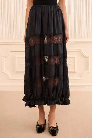 Ulla Johnson Chantal Silk Midi Skirt - Noir