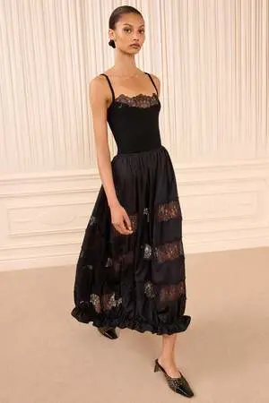 Ulla Johnson Chantal Silk Midi Skirt - Noir