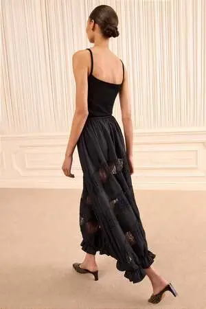 Ulla Johnson Chantal Silk Midi Skirt - Noir