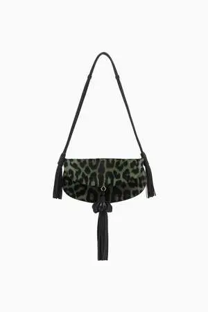 Ulla Johnson Paloma Flap Tassel Bag - Emerald Leopard